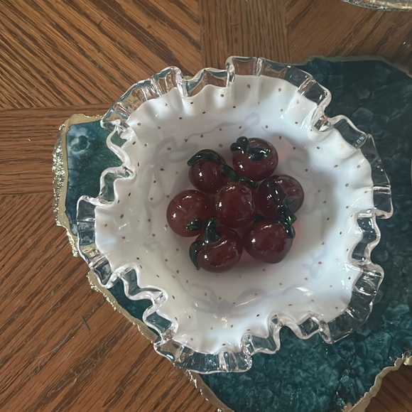 Fenton | Accents | Vintage Fenton White Milk Glass Ruffled Rim Candy ...